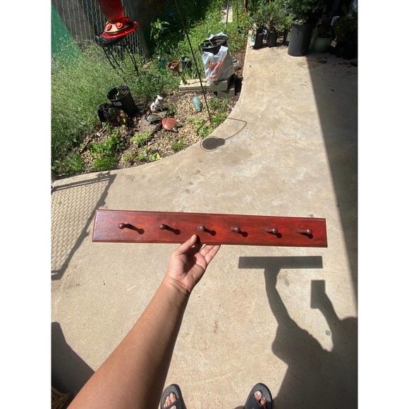 Accents | Wood Peg Rackvintage Wooden Peg Wall Rack Orgainzervintage ...